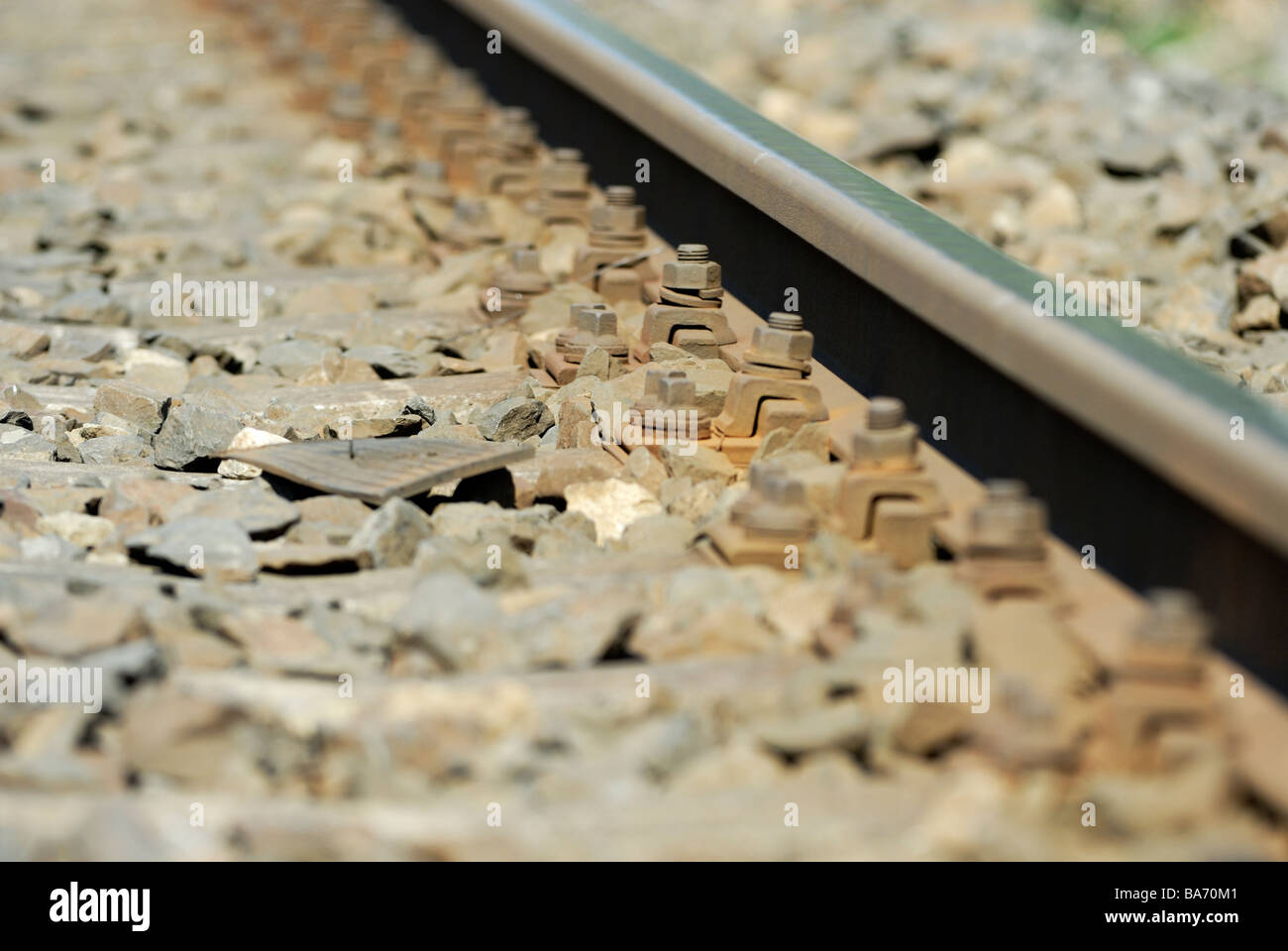 Railway tracks close up detail still life Stock Photo - Alamy