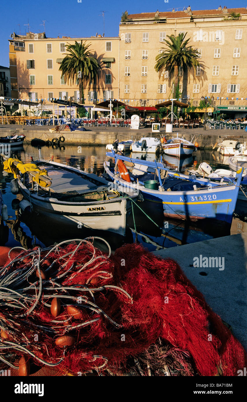 France, Corse du Sud, Ajaccio, pointu boat (traditional Mediterranean ...
