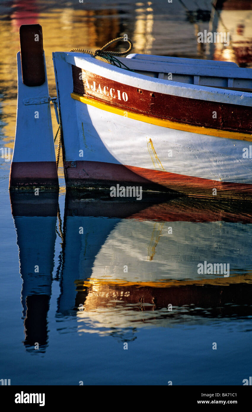 France, Corse du Sud, Ajaccio, pointu boat (traditional Mediterranean ...