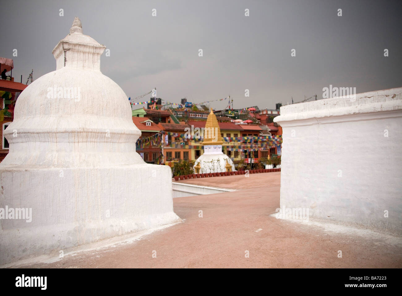Boudhanath - Bouddhanath, Bodhnath or Baudhanath stupa temple. Roof ...
