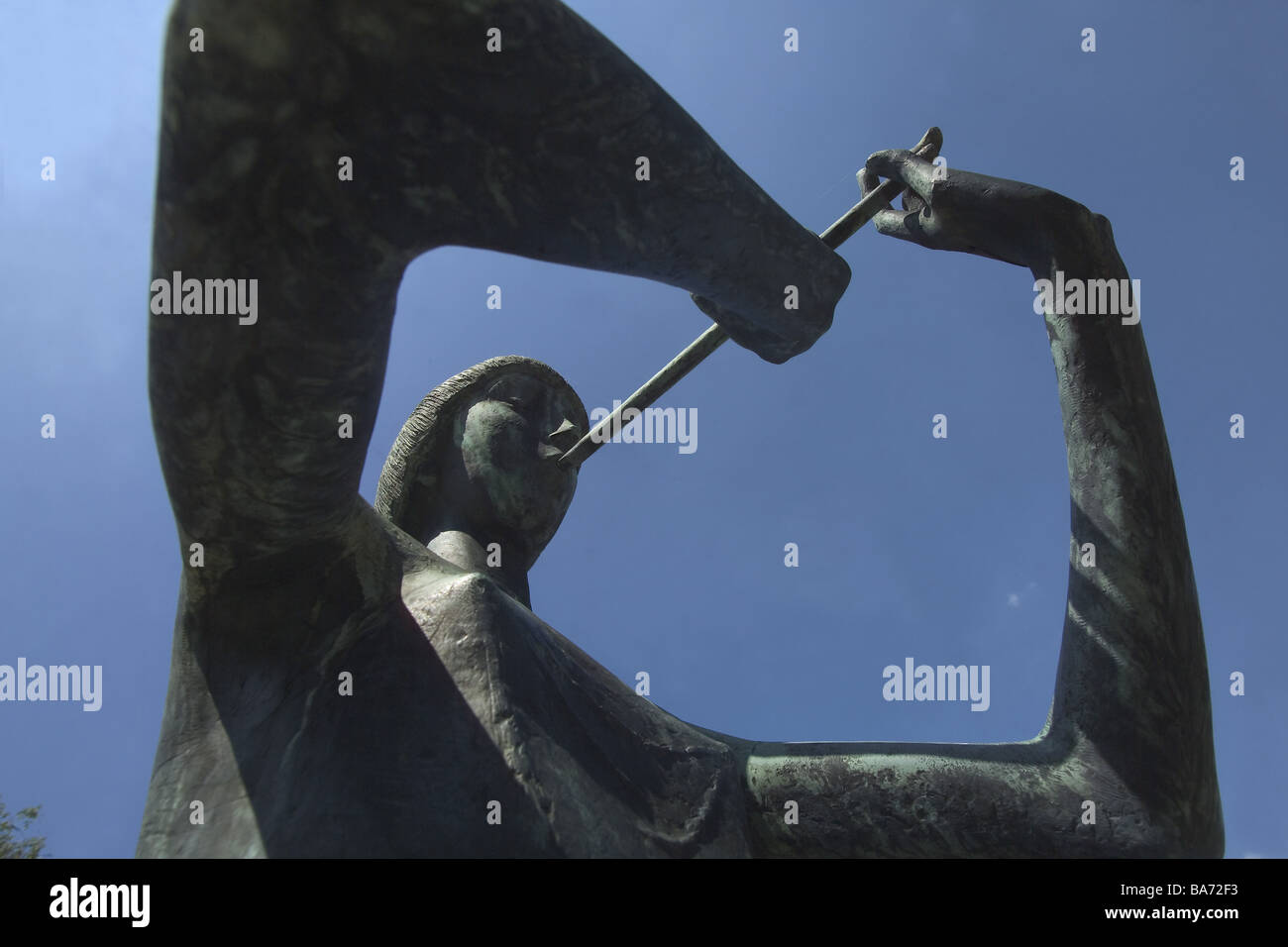 Germany Baden-Württemberg eels sculpture flutist from below heavens ...