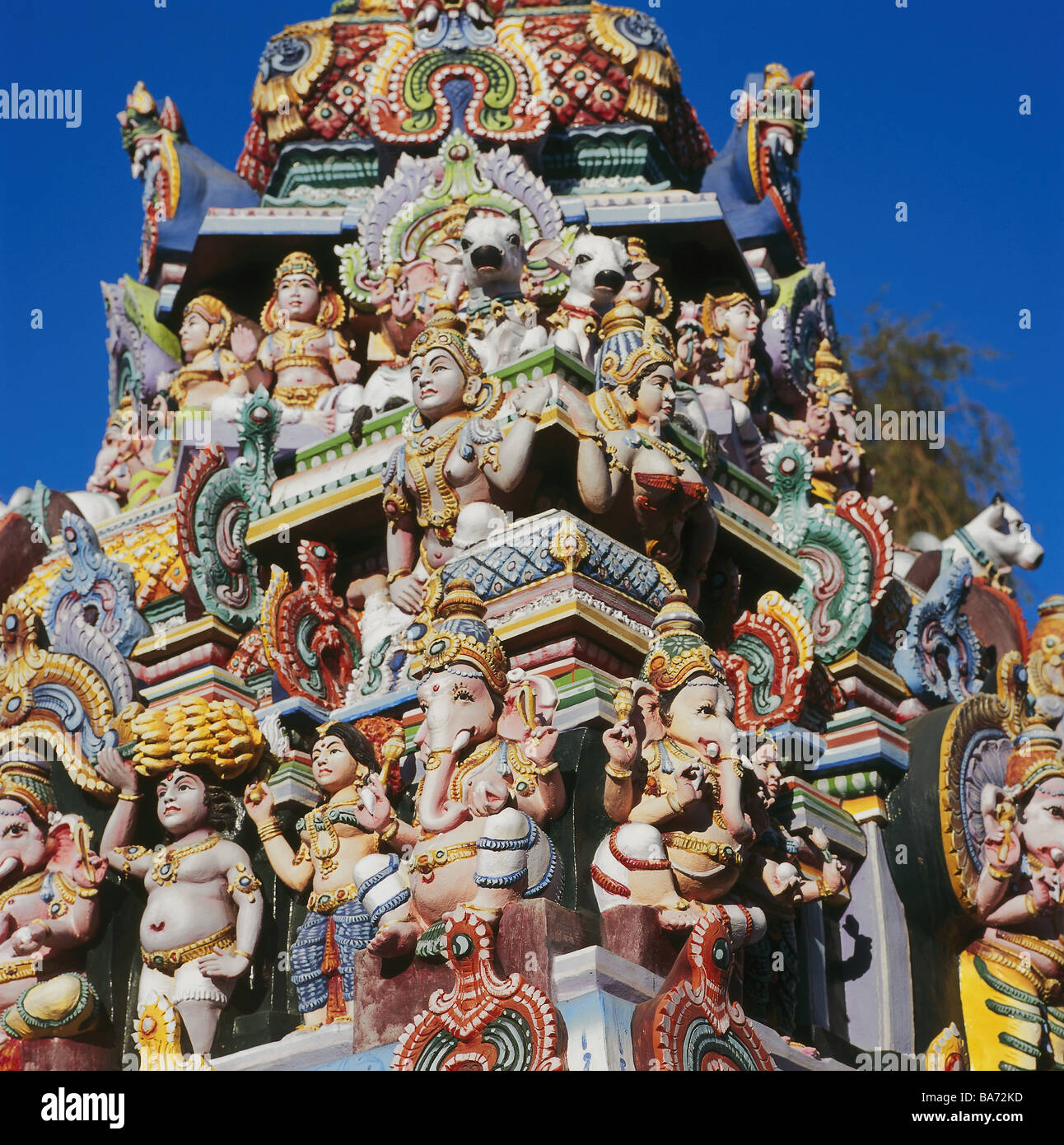 India Tamil Nadu Pondicherry Kamatchiamman temples detail facade ...