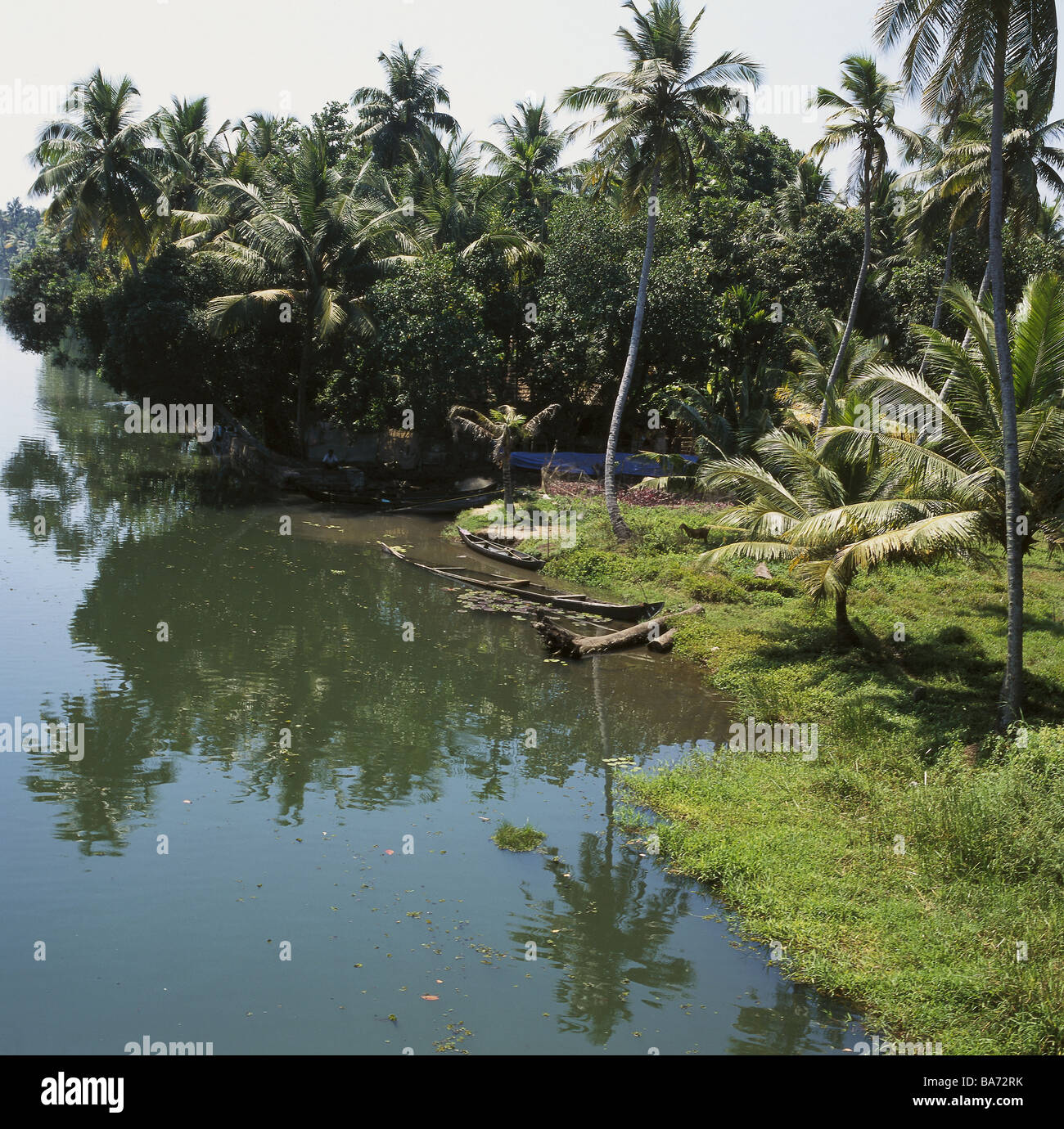 India Kerala Alleppey Backwaters river shores boats Asia river ...