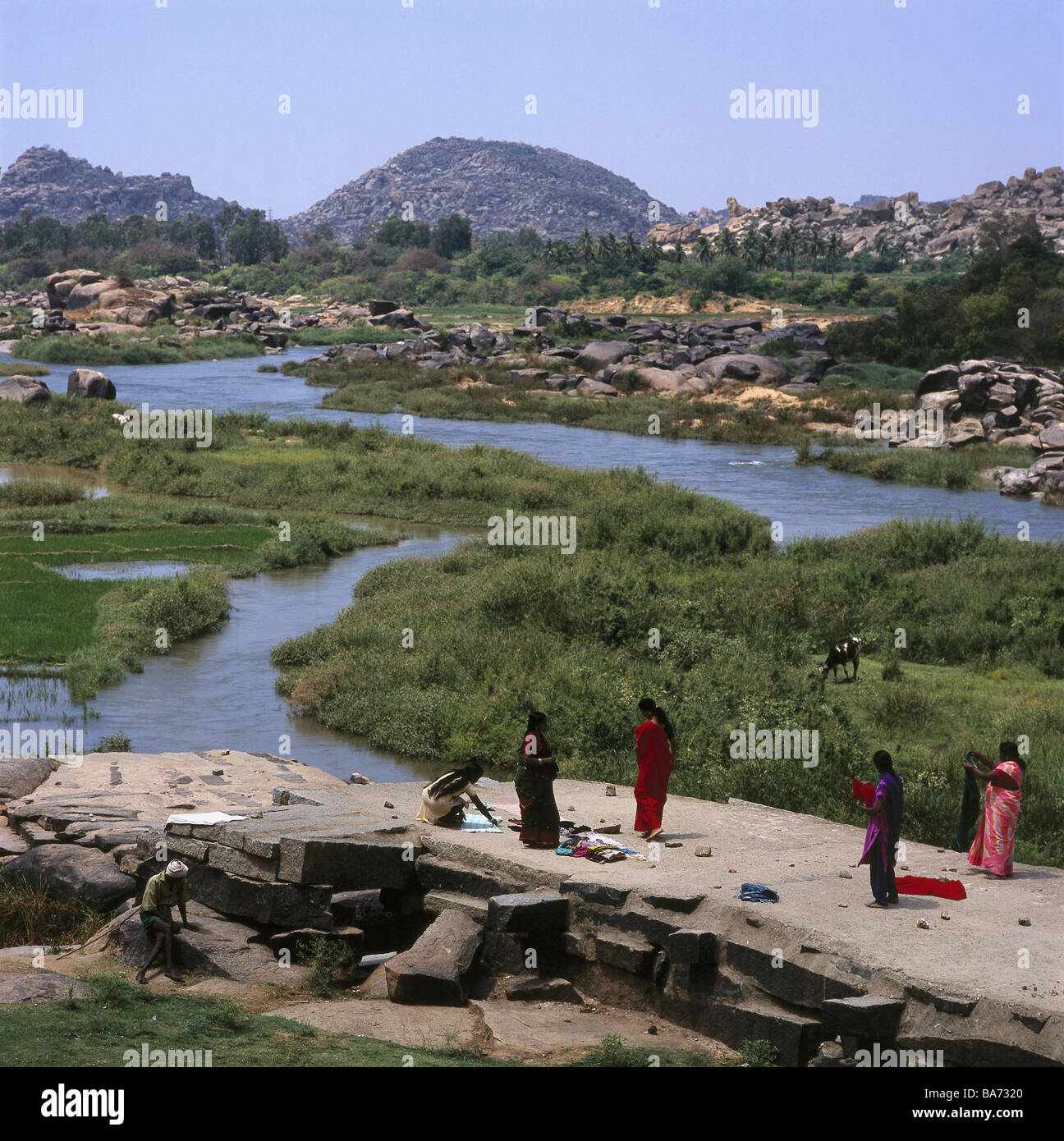 India Karnataka models Hampi Tungabhadra Ghats Indians no release Asia ...