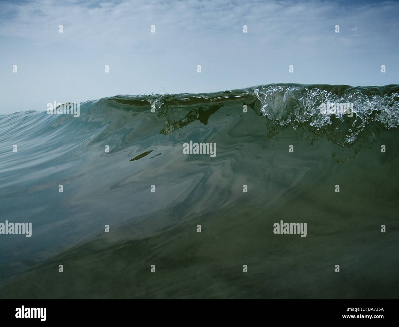 Sea wave cloud-heavens close-up water movement surface restless green ...