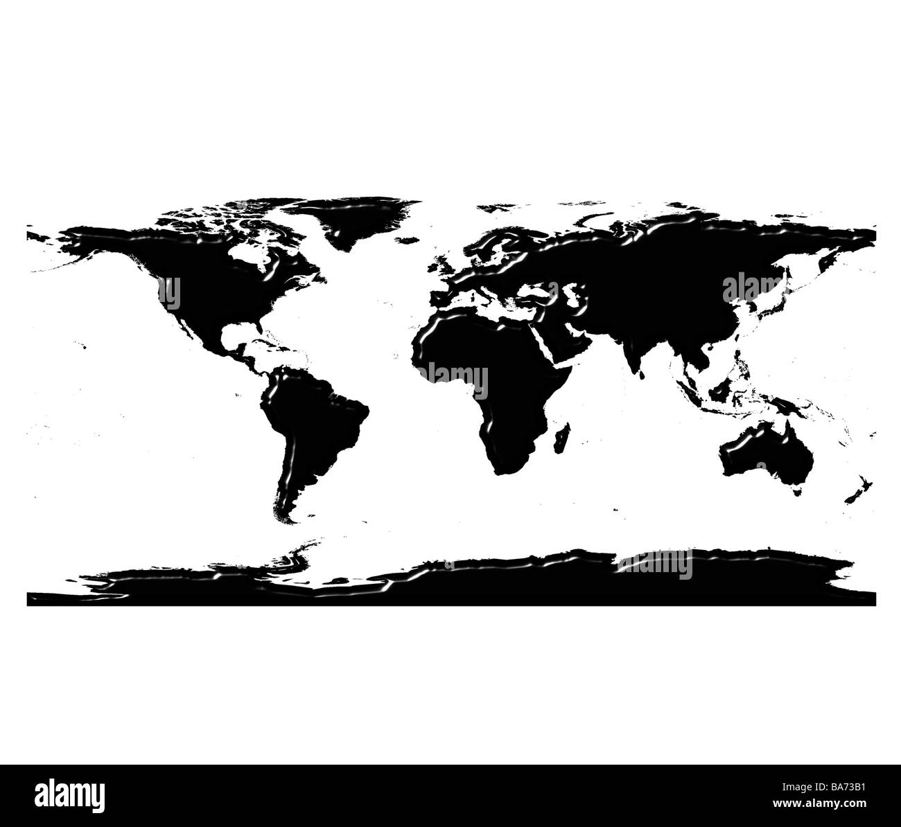 3d world map silhouette with reflection Stock Photo - Alamy