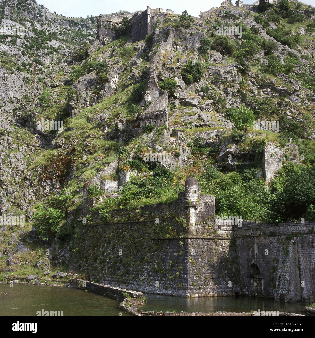 Montenegro Kotor city wall detail Balkan peninsula Adriatic-coast coast ...