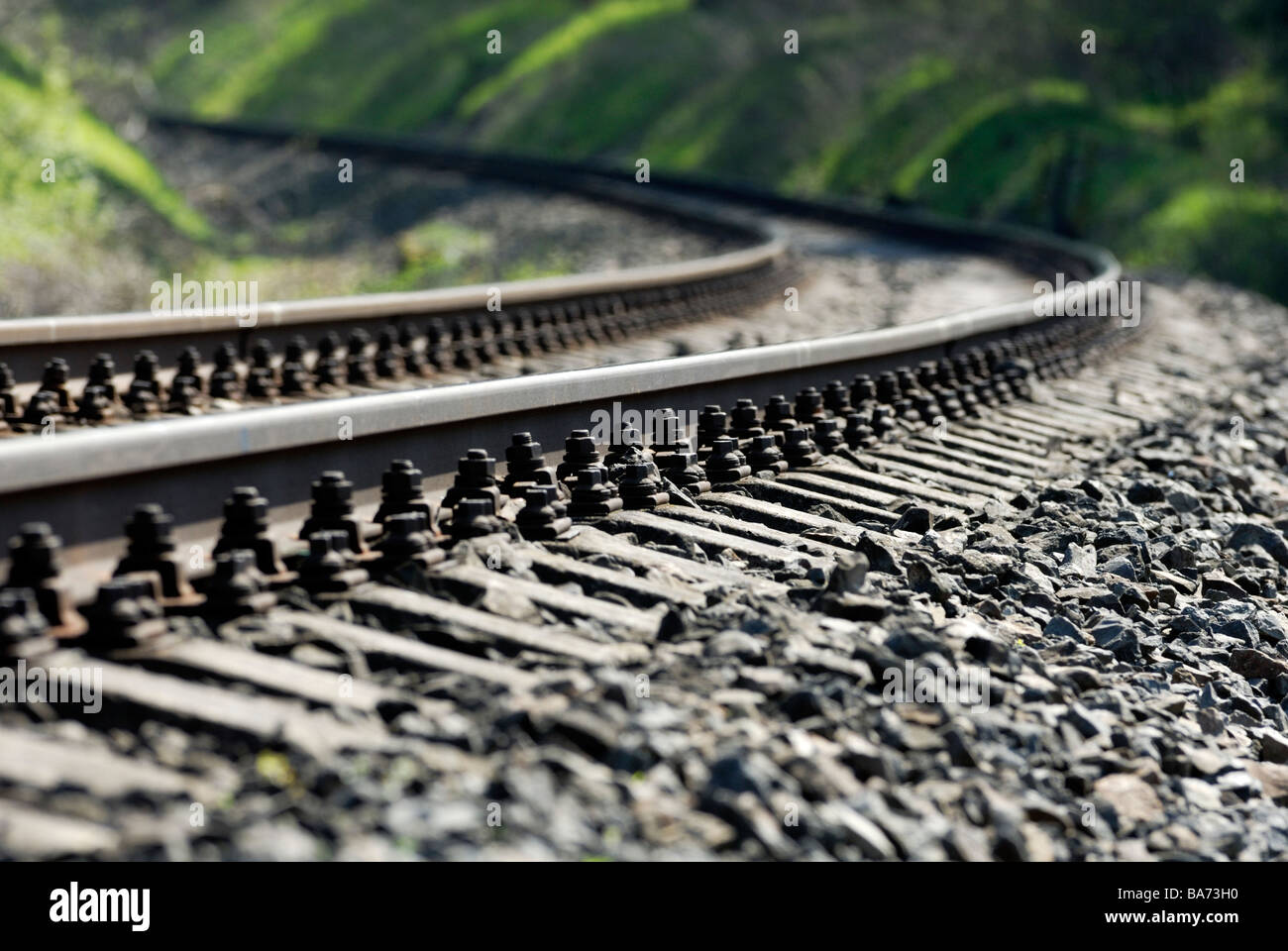 Railway tracks close up detail still life Stock Photo - Alamy