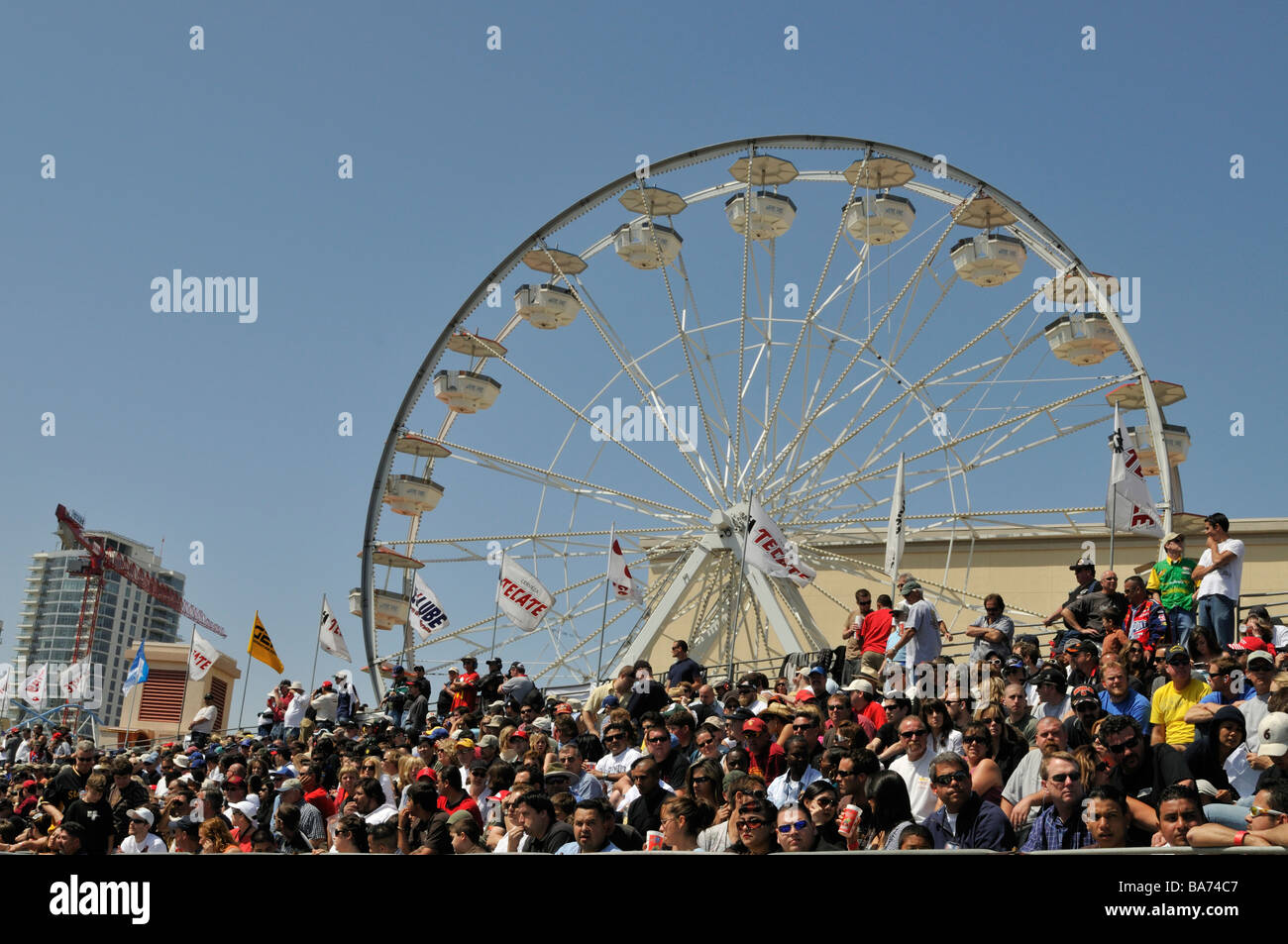 Race fans packed the bleachers in Long Beach, California Stock Photo ...