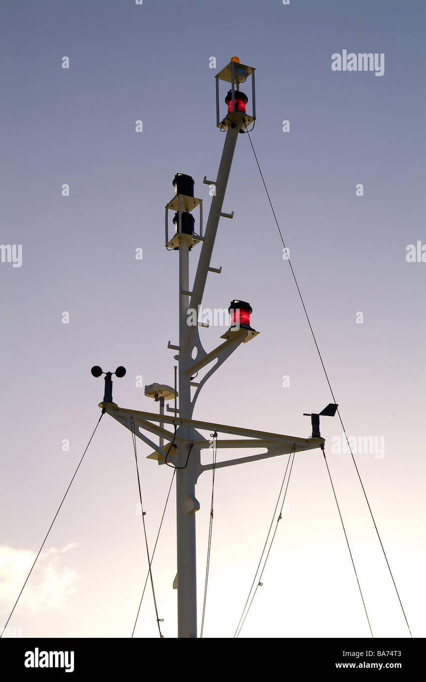 Ship mast detail position-lights Stock Photo - Alamy