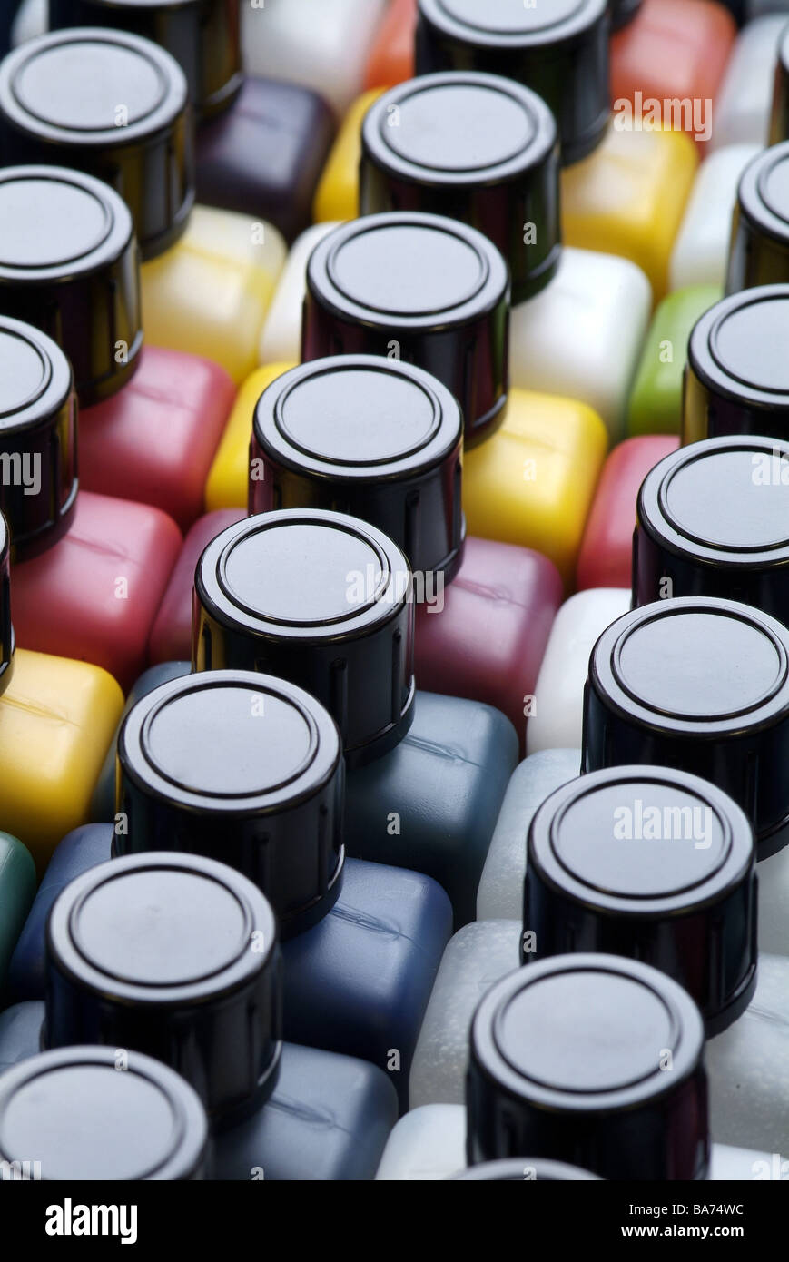 Color-bottles covers detail Stock Photo - Alamy