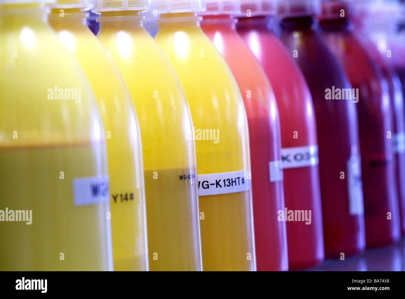 Color-bottles labels detail Stock Photo - Alamy