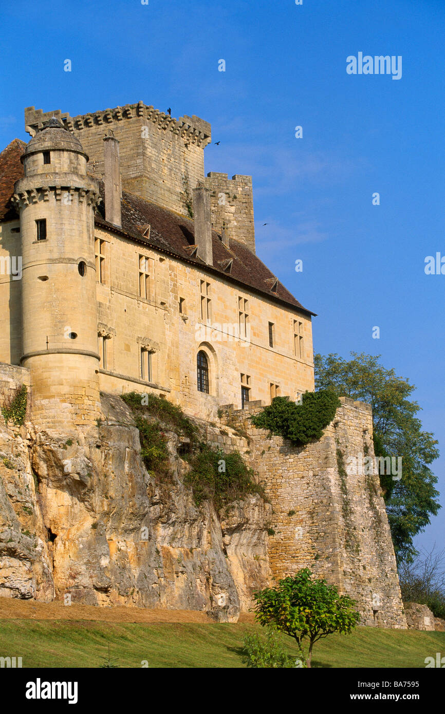 France, Dordogne, Perigord Vert, Excideuil, fortified castle Stock ...