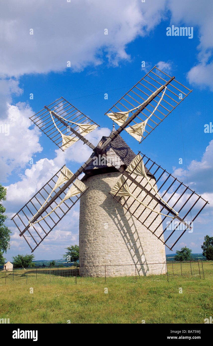 France, Lot, Carlucet Windmill (17th century Stock Photo - Alamy