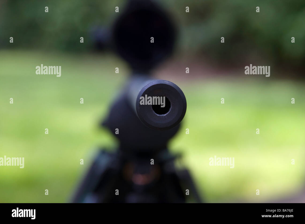 Military police sniper rifle is posed ready for use in the field Stock ...