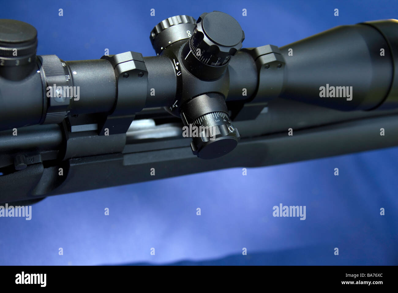 Police military tactical rifle is loaded and ready for any action in ...