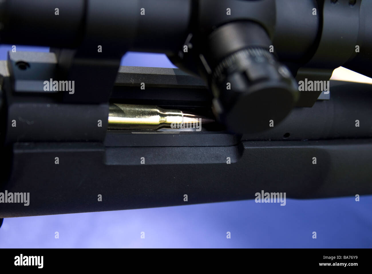 Police military tactical rifle is loaded and ready for any action in ...