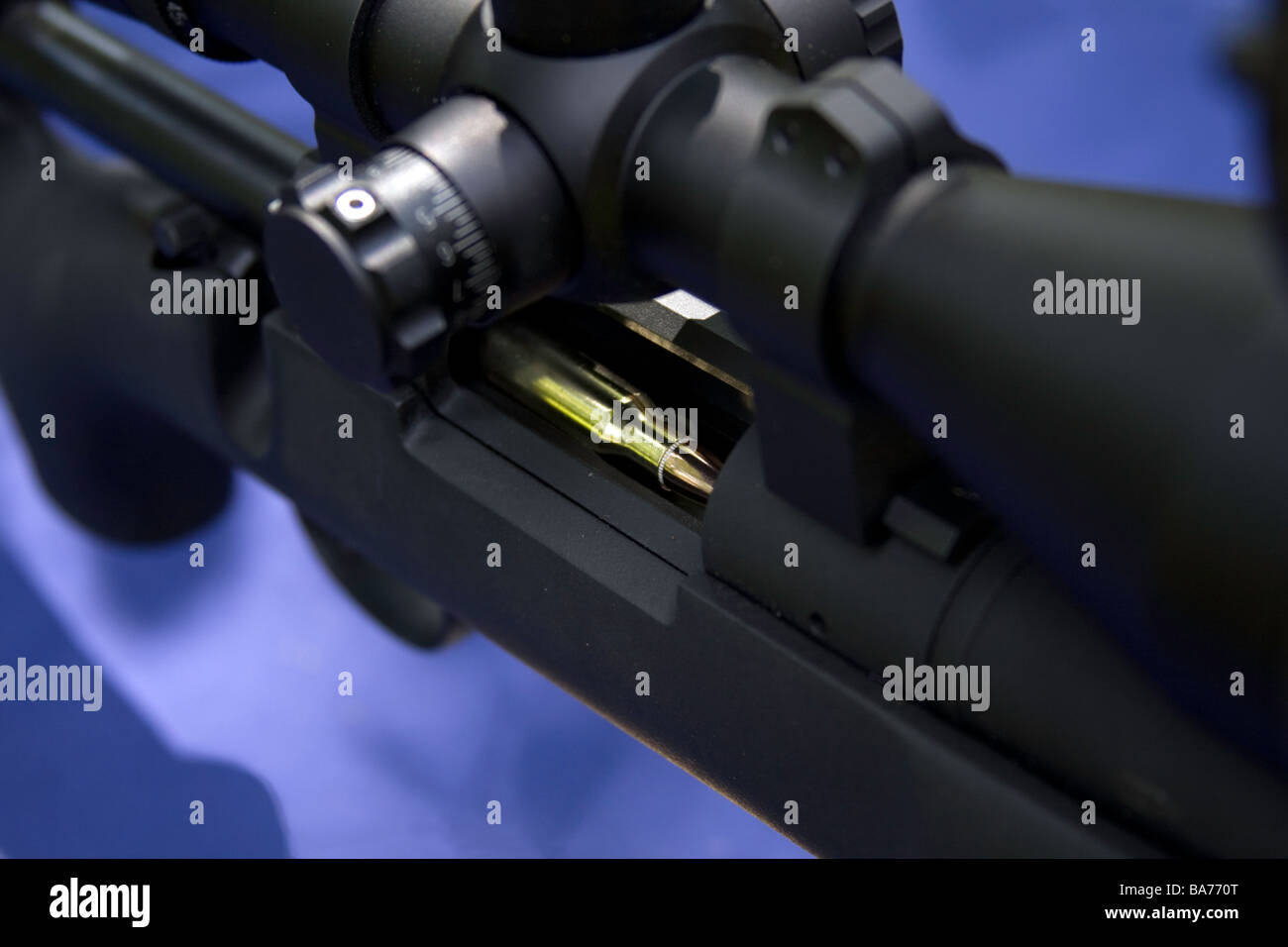 Police military tactical rifle is loaded and ready for any action in ...