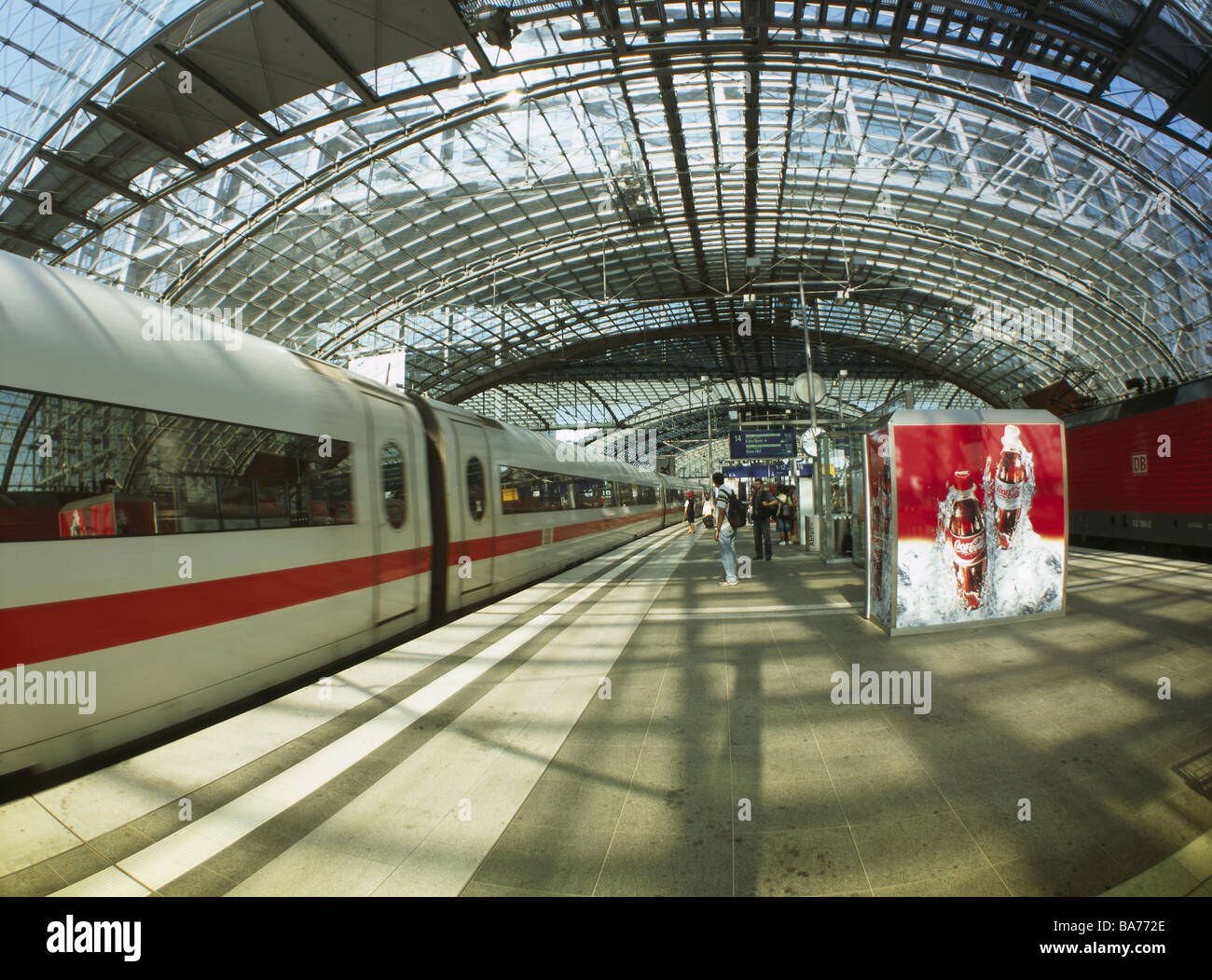 Germany Berlin main train station platform ICE city capital buildings ...