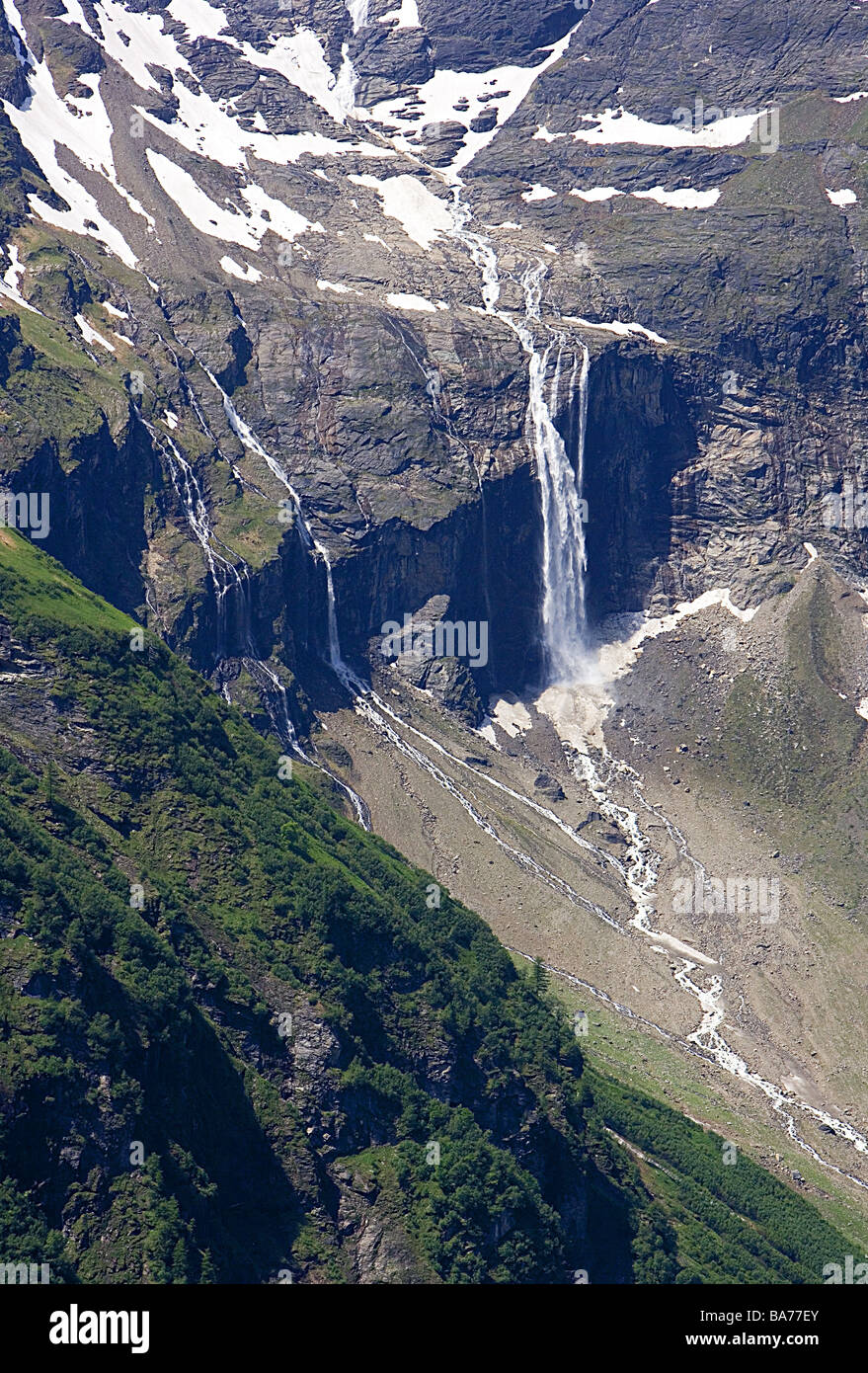 Austria high Tauern Großglockner highland-shaft waterfall Europe Alps ...
