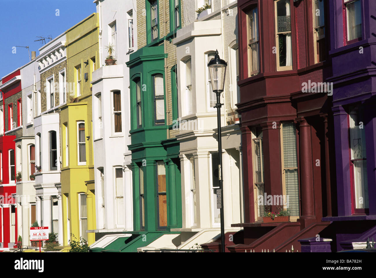 Great Britain England London Lancaster Road row of houses detail Europe ...