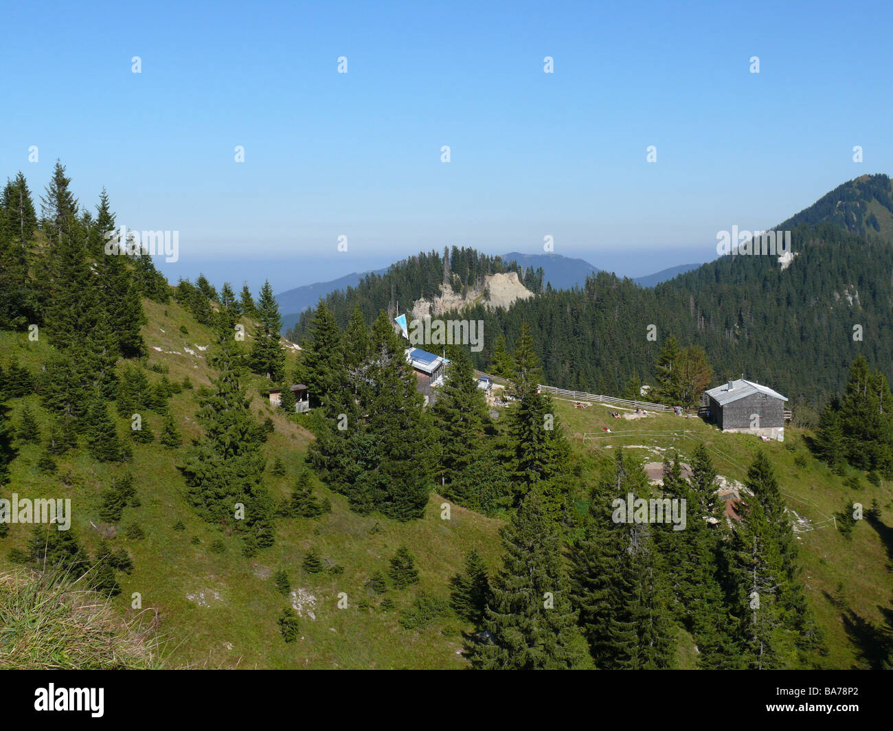 Germany Ammergauer Alps well-head-houses from above Alps close to ...