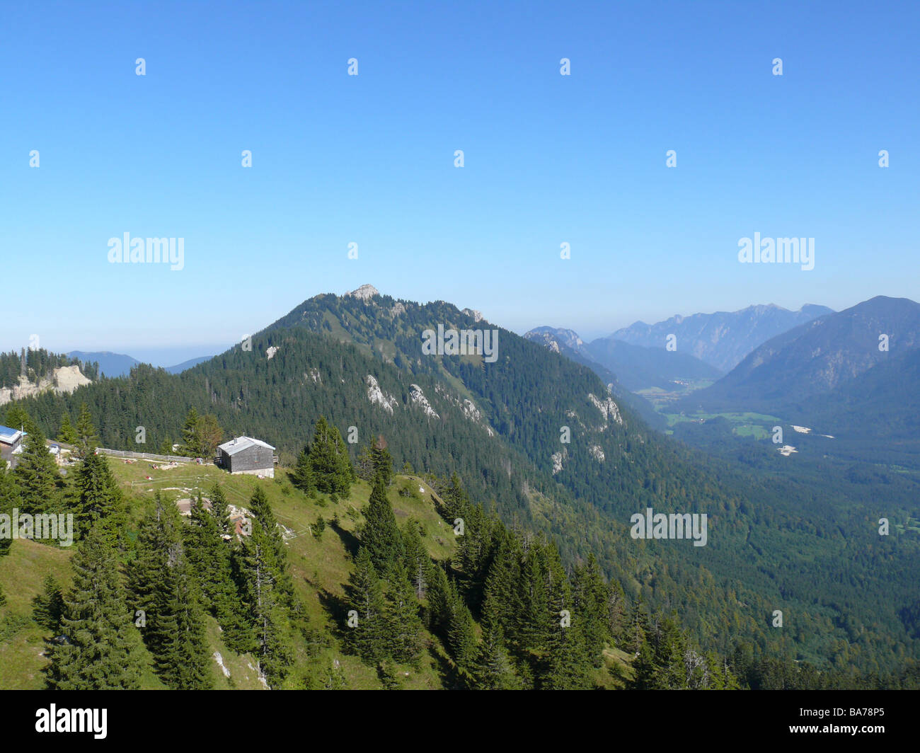 Germany Ammergauer Alps well-head-houses from above Alps close to ...