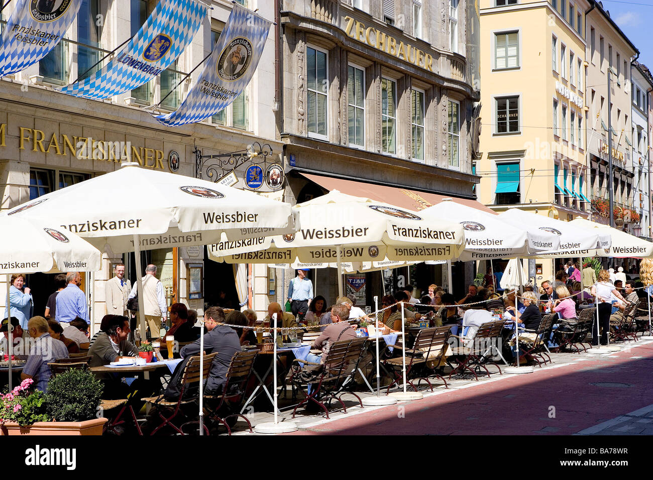 Germany Bavaria Munich restaurant "to the Franciscan" street-cafe ...