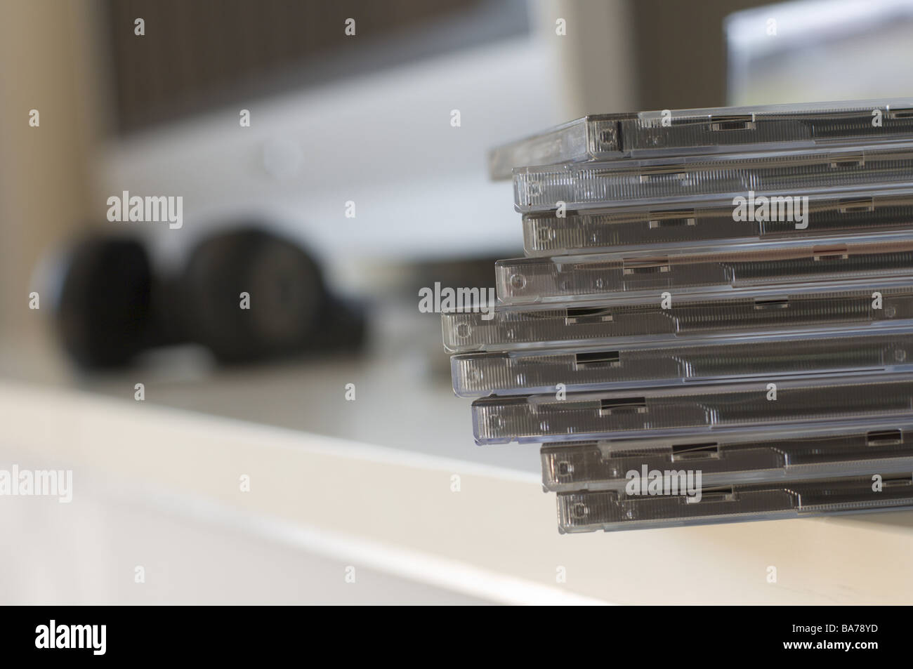 Sideboard CD-covers detail shelf CD's DVD's data carriers sound-bearers ...