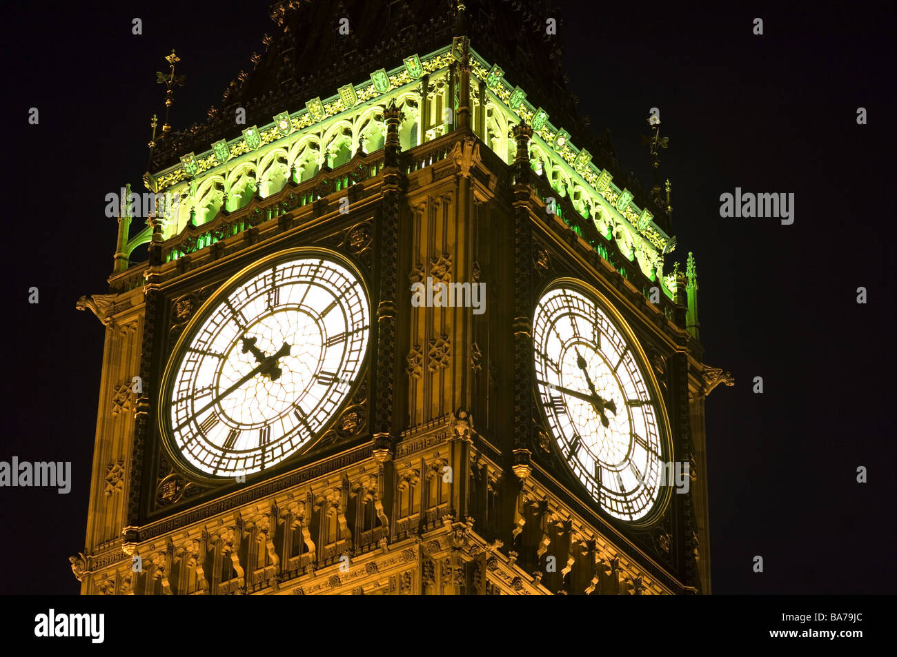 Great Britain England London Big Ben illumination detail evening Europe ...