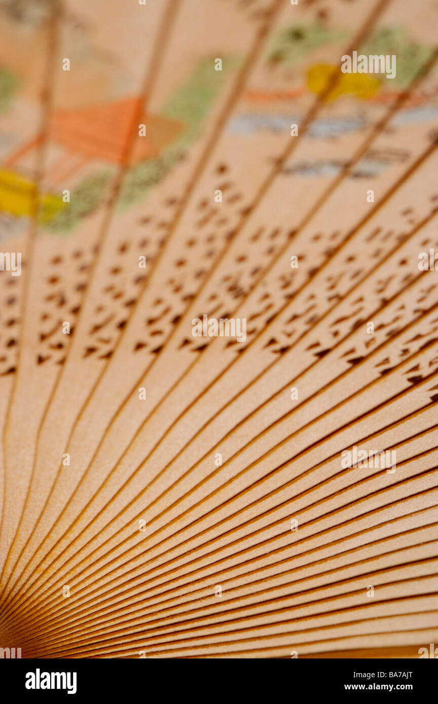 Chinese fan made of wood close up Stock Photo - Alamy