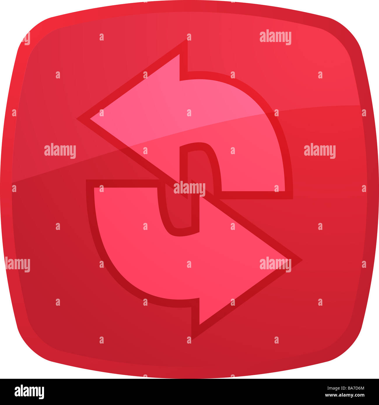 Reload navigation icon glossy button square shape Stock Photo - Alamy