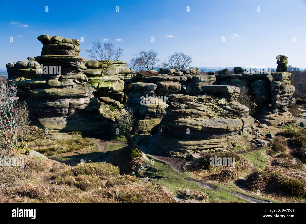 The rock formations of Brimham Rocks North Yorkshire England Stock ...