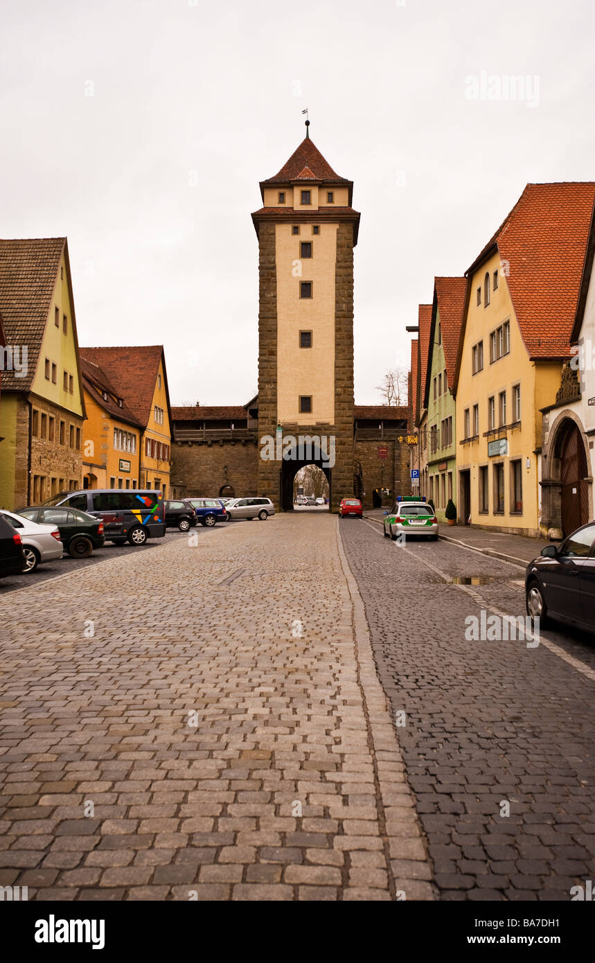 Rothenburg city street and gate Stock Photo - Alamy