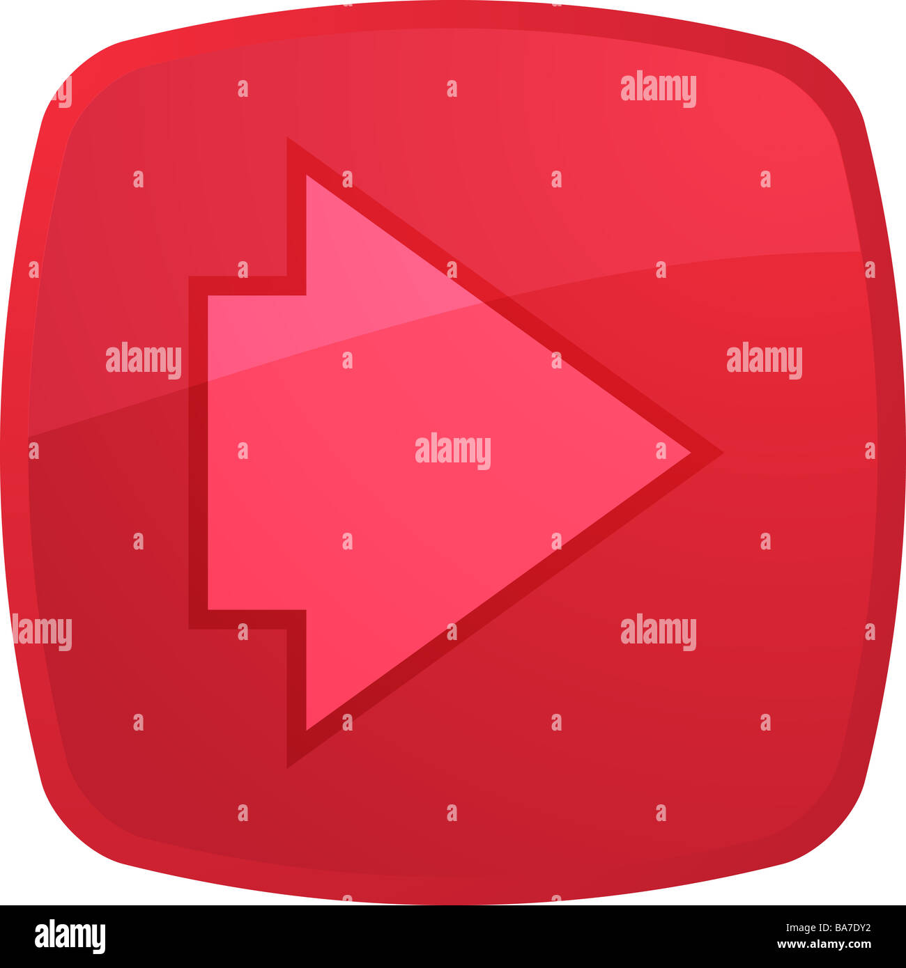 Forward navigation icon glossy button square shape Stock Photo - Alamy