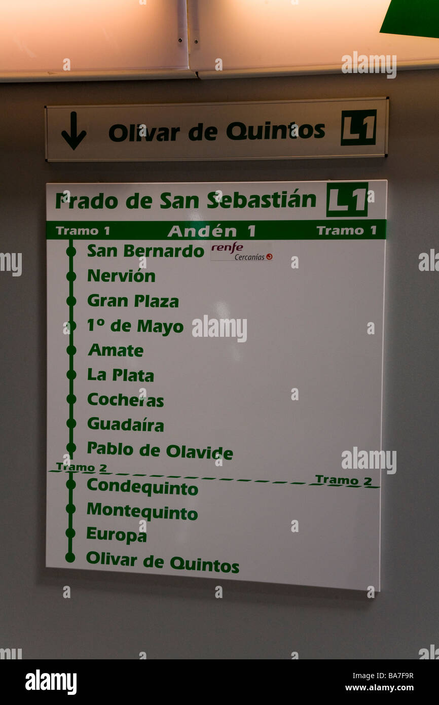 Diagram of stations on the route from Prado de San Sebastian station on ...