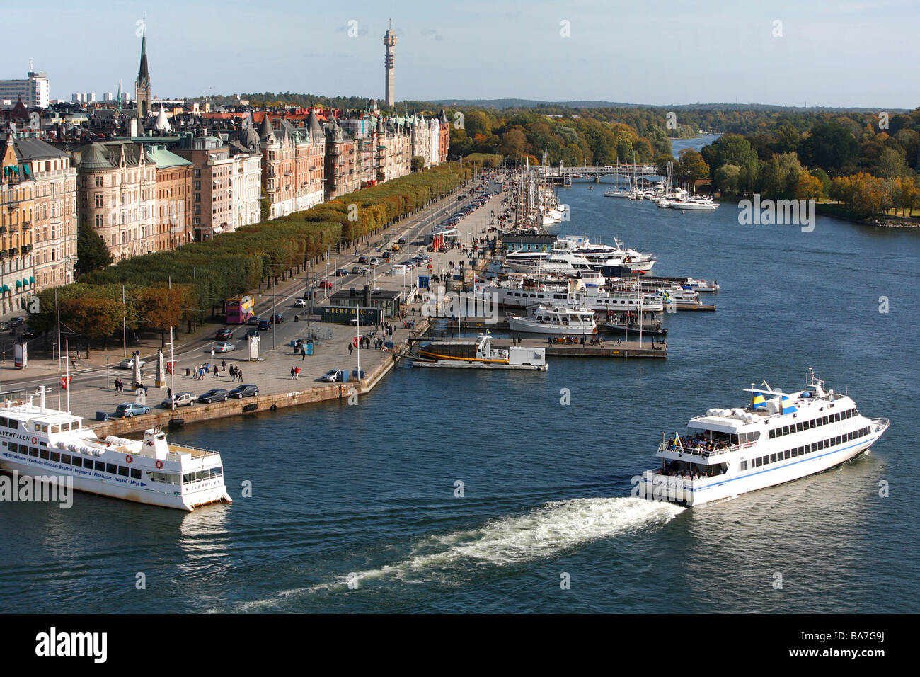 Harbour view, Strandvaegen, Oestermalm, Stockholm, Sweden Stock Photo ...