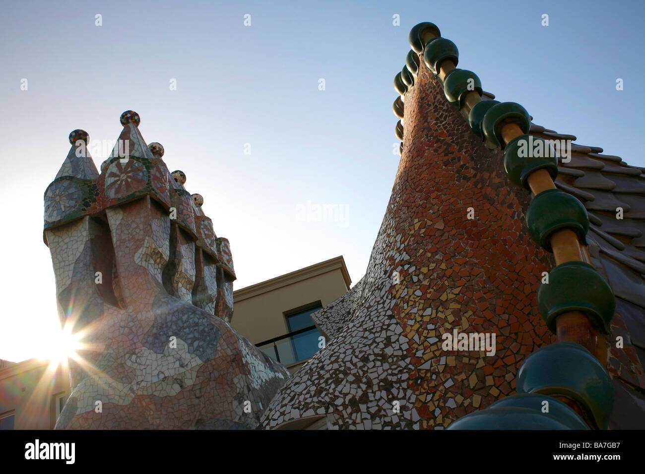 Roof detail of Gaudi's Casa Batllo, Passeig de Gracia, Barcelona ...