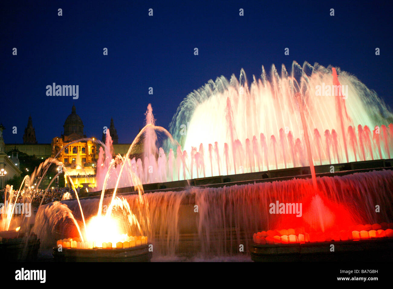 Font Magica de Montjuic at night, Barcelona, Catalonia, Spain Stock ...