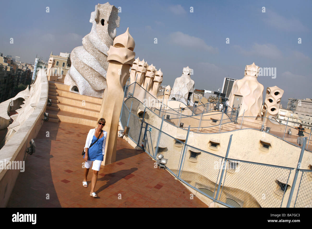 Roof top of Antoni Gaudí's Casa Mila Museum, La Pedrera, Eixample ...