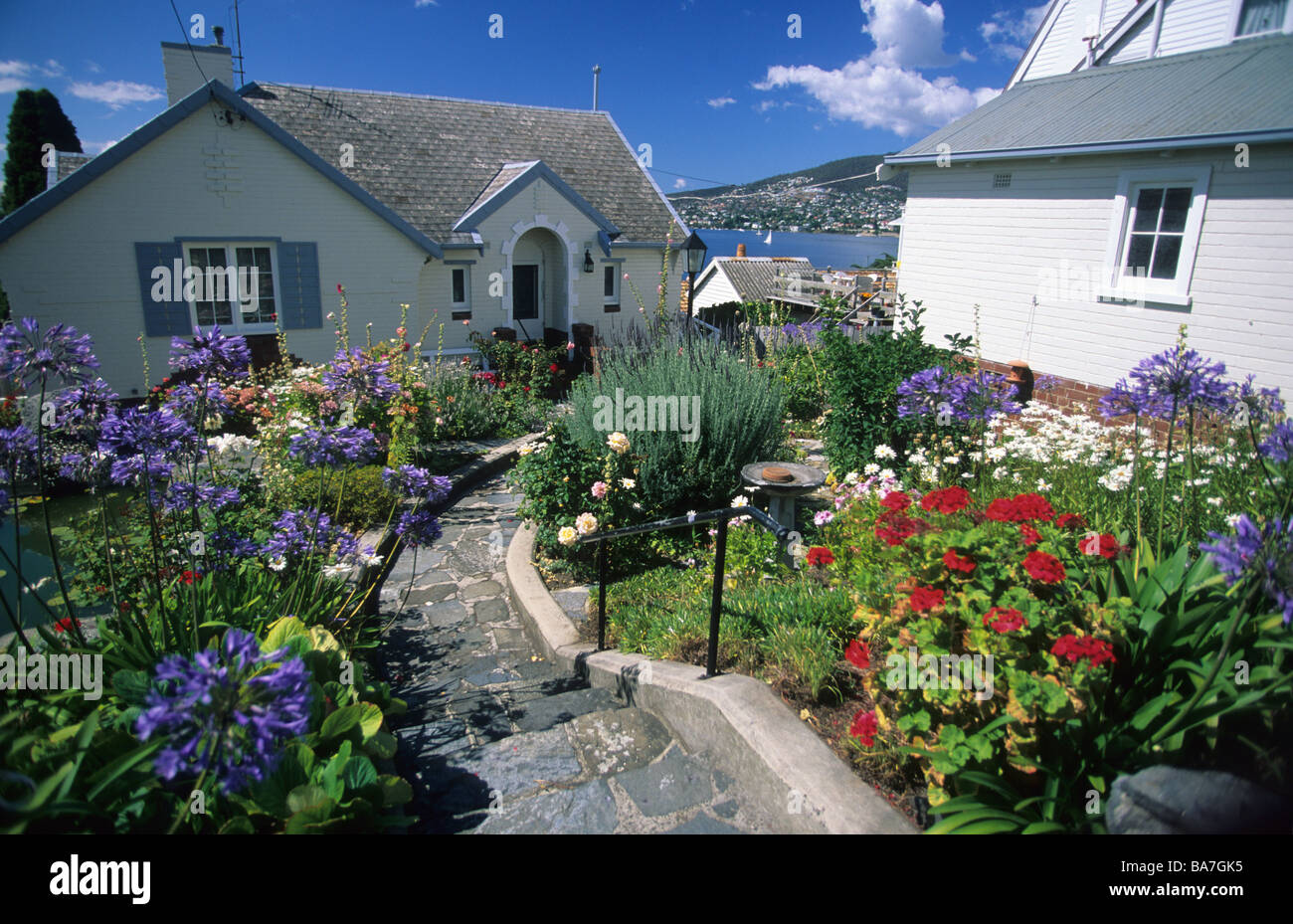 The historic suburb of Battery Point, Hobart, Tasmania, Australia Stock ...