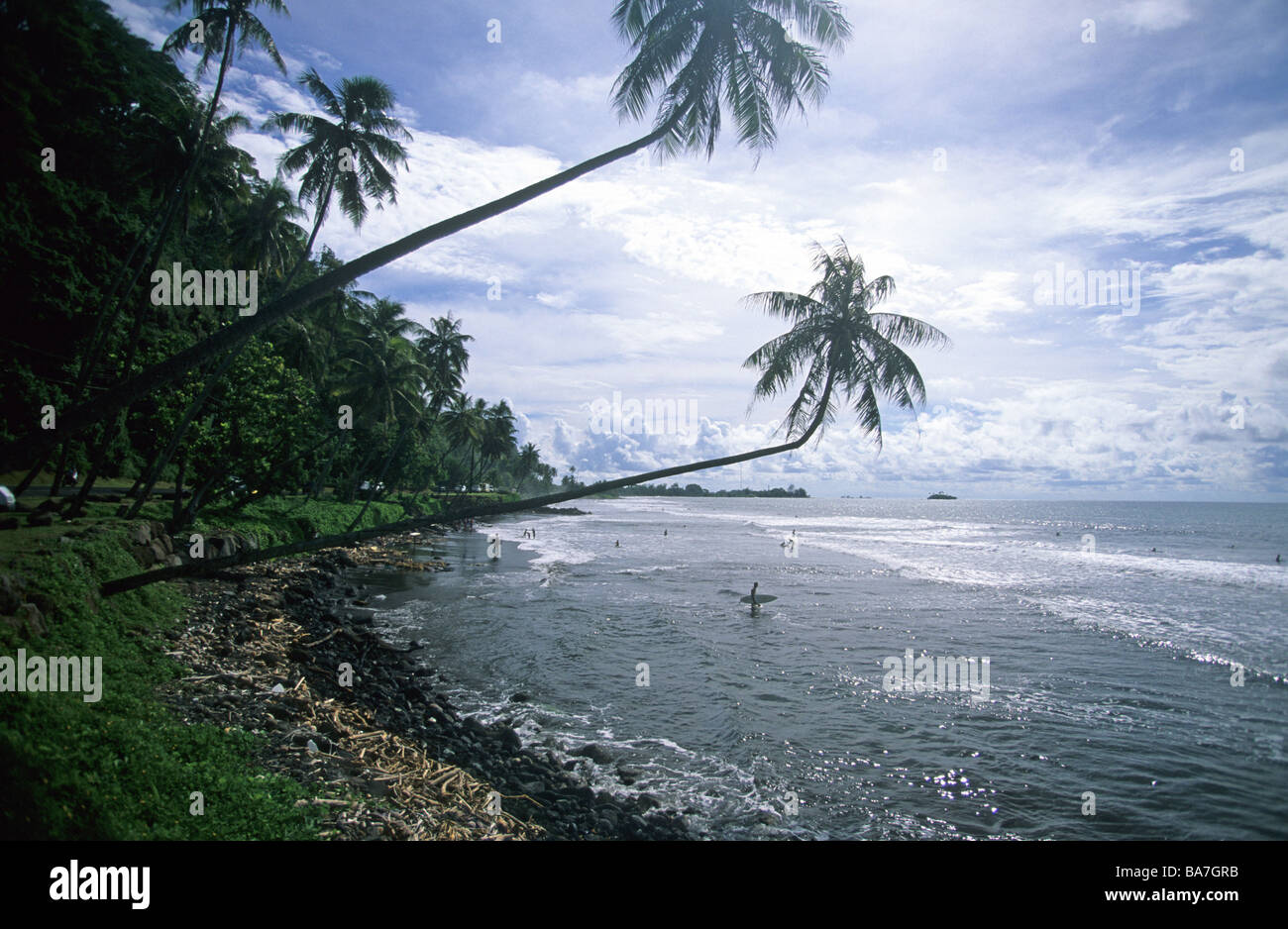 View of the beach, Surf beach after Point Venus, Tahiti, French ...