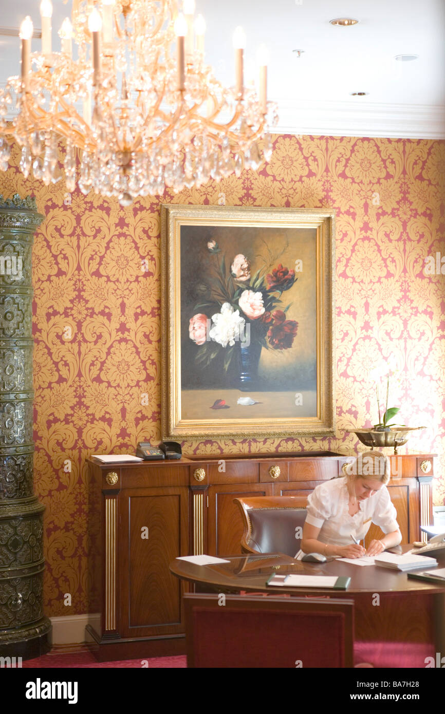 Reception of Hotel Grand Palace Stock Photo - Alamy