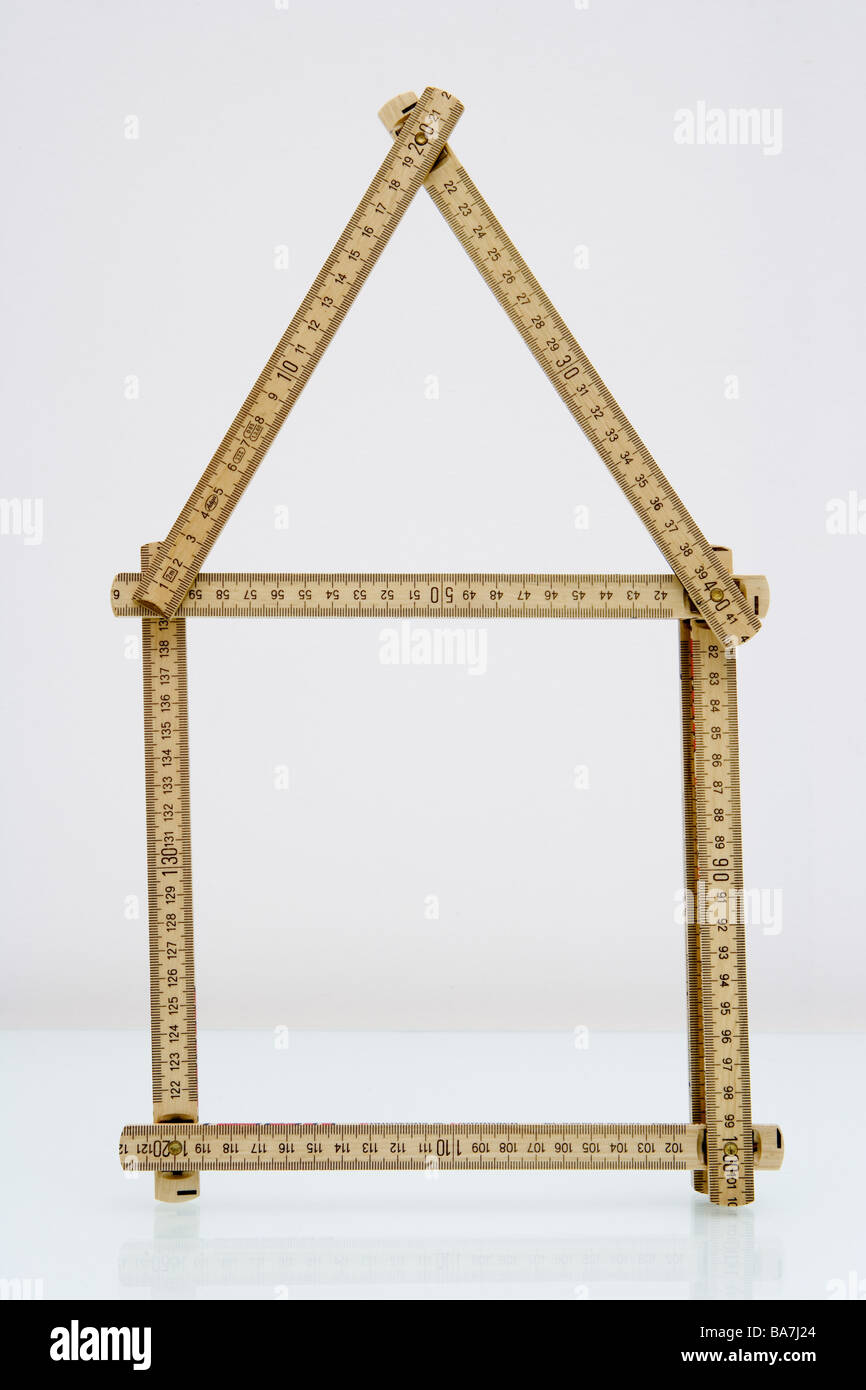 Ruler outlines house symbol house-construction tools meter-measurement ...