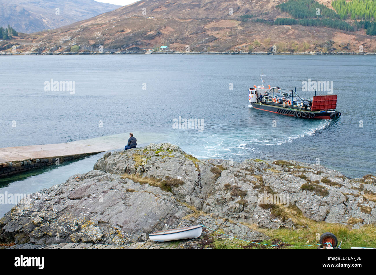 The Glenelg car and passenger ferry on its 400yard crossing to the Isle ...