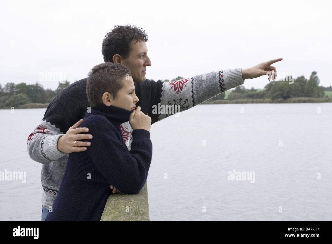 Sea father son bridge gesture gets along shows at the side detail ...