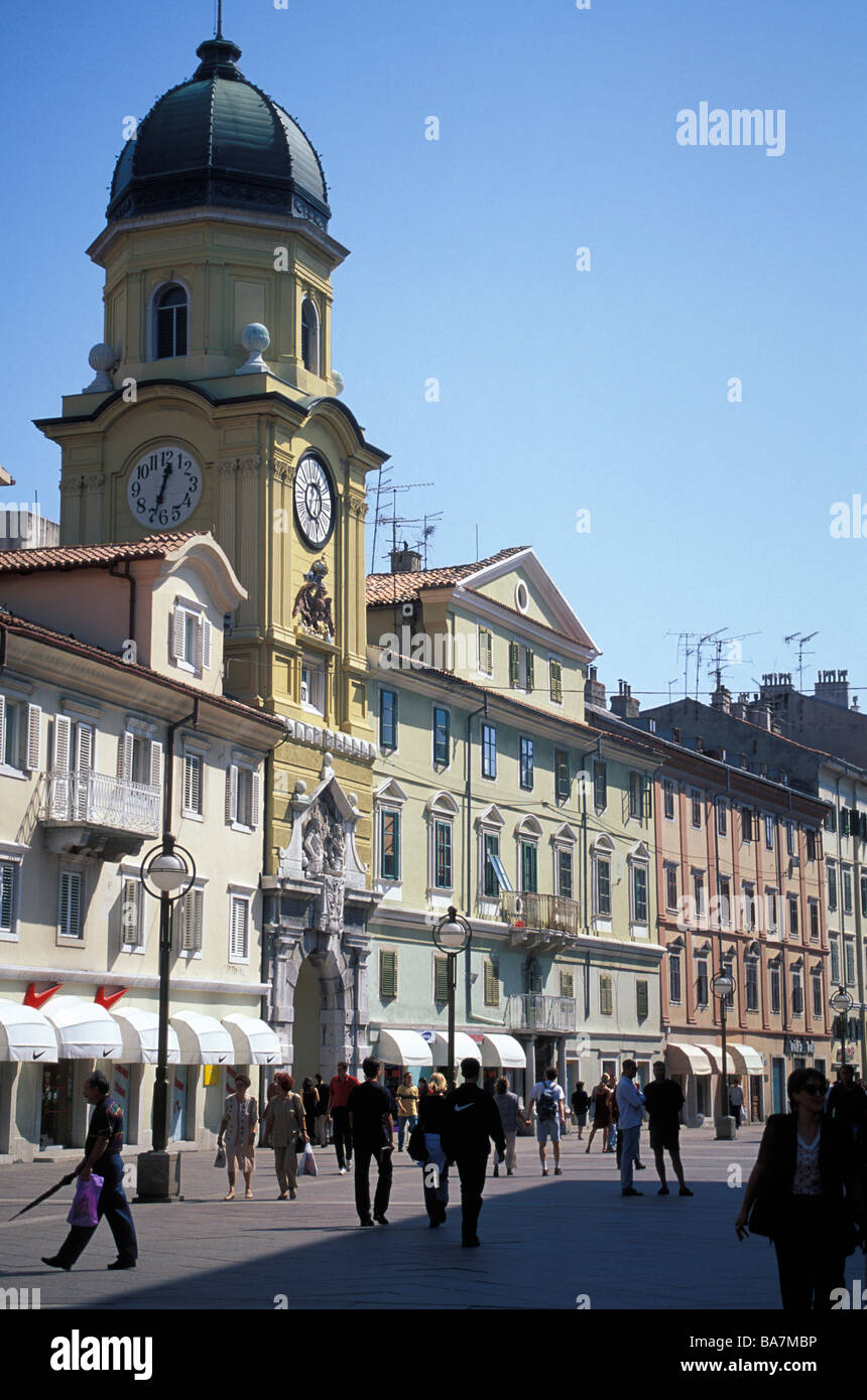 City tower with harbour gate Gradski toranj, Korzo, Rijeka, Istria ...