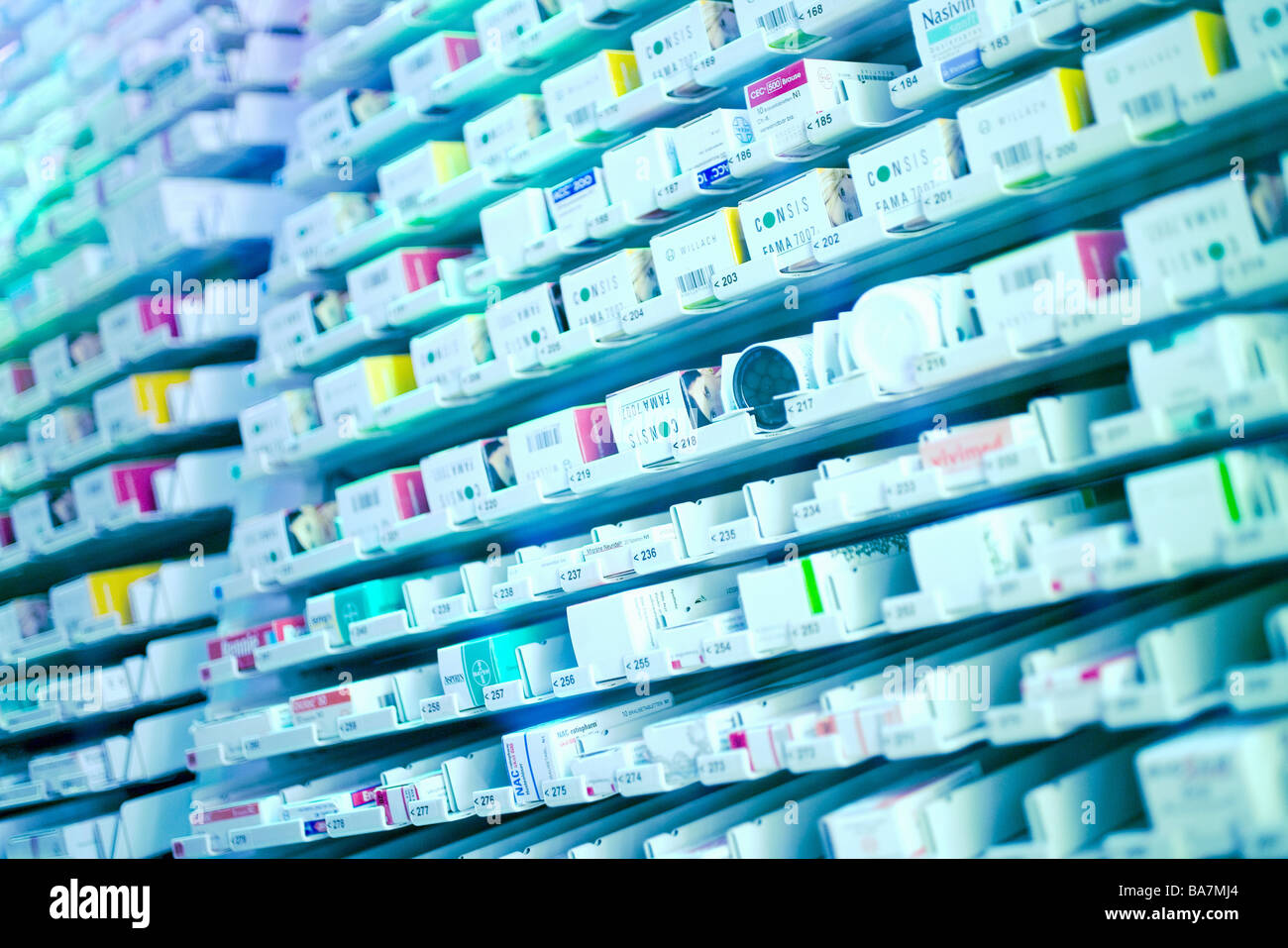 Pharmacy shelves medication multiplicity storage no property release ...