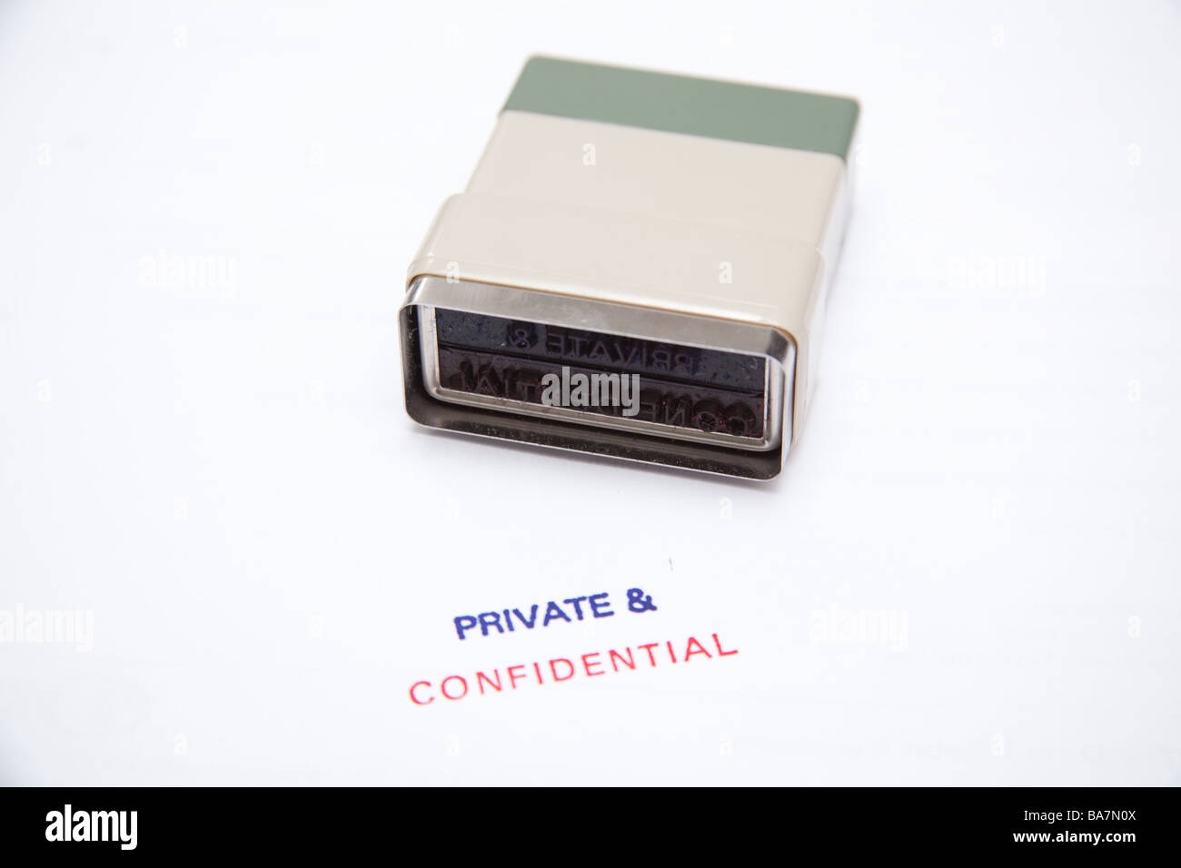 Private confidential stamp on a white studio background Stock Photo - Alamy