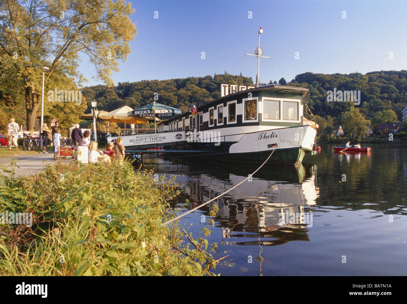 Restaurant ship Thetis, Essen, Kettwig, Ruhr Valley Ruhr, Northrhine ...